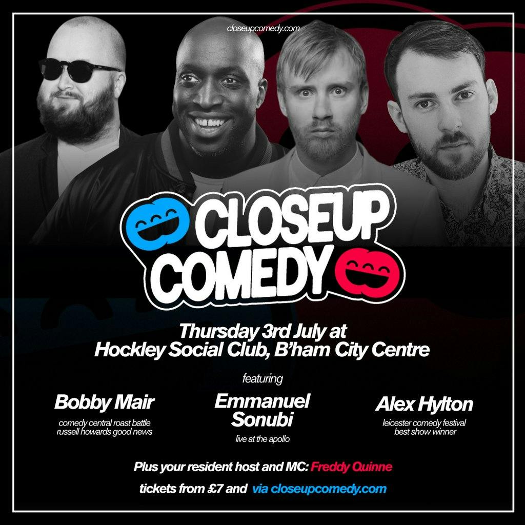CLOSEUP COMEDY at Hockley Social with Emmanuel Sonubi and more ...