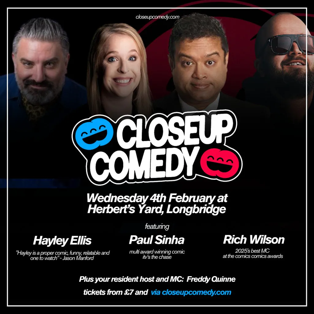 CLOSEUP COMEDY at Herbert's Yard with Paul Sinha and more! | Herberts ...