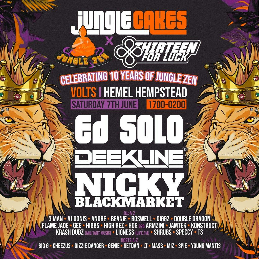 Jungle Cakes X Thirteen For Luck X Jungle Zen | Volts Nightclub Hemel ...