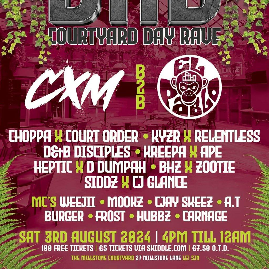 Dnb daytime courtyard rave | The Millstone Courtyard Leicester Sat 03 ...