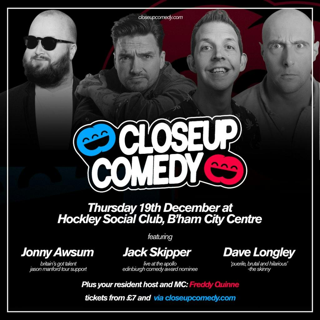 Tickets: CLOSEUP COMEDY at Hockley Social w/ Jonny Awsum & Jack Skipper ...