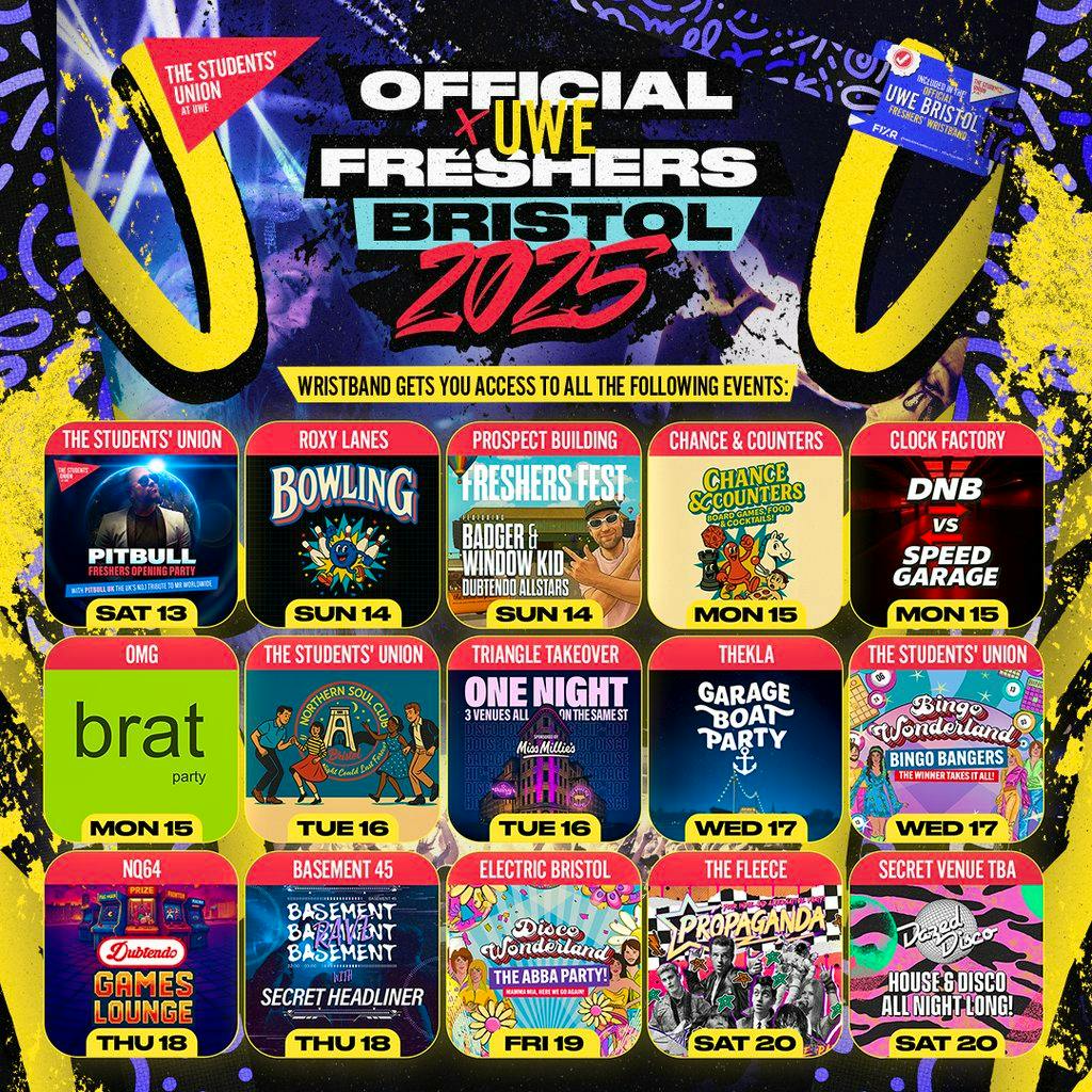Freshers Week Events in Bristol 2025