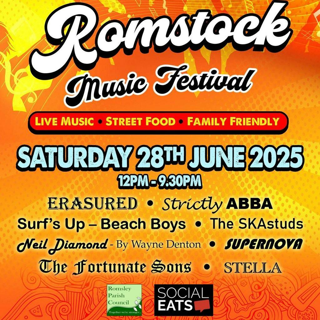 Romstock Festival 2025 | Romsley Playing Fields Romsley Sat 28 June 2025
