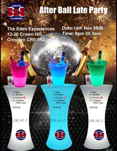 Tickets: SNS Ball 2026 | Eden Experience Croydon Sat 14 November 2026