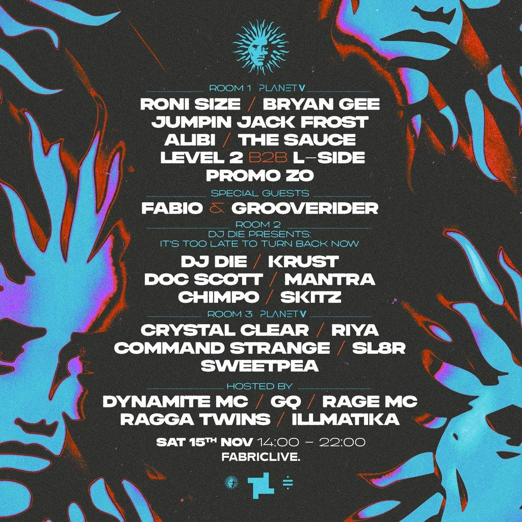 Planet V w/ Roni Size, Fabio & Grooverider, DJ Die and more | Fabric ...