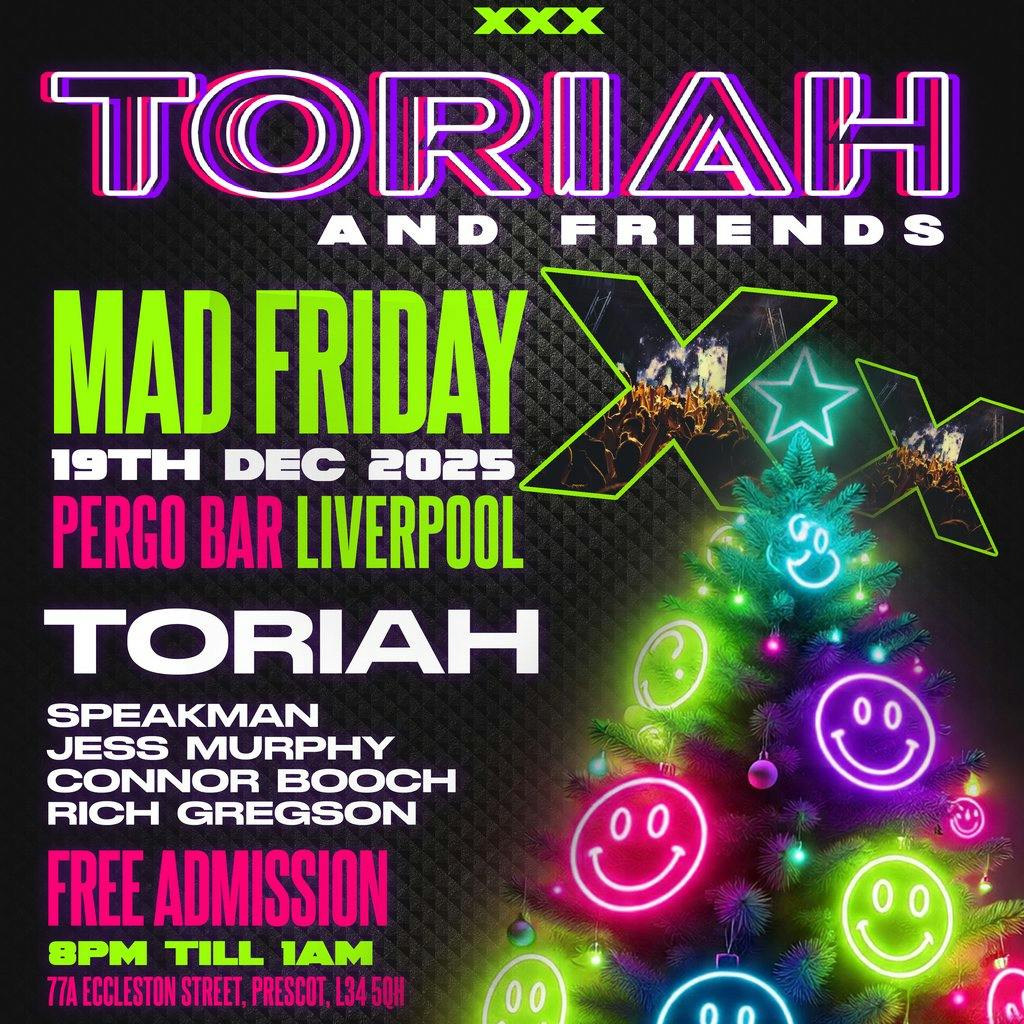 Tickets: TORIAH & Friends | Pergo Bar Prescot Fri 19 December 2025