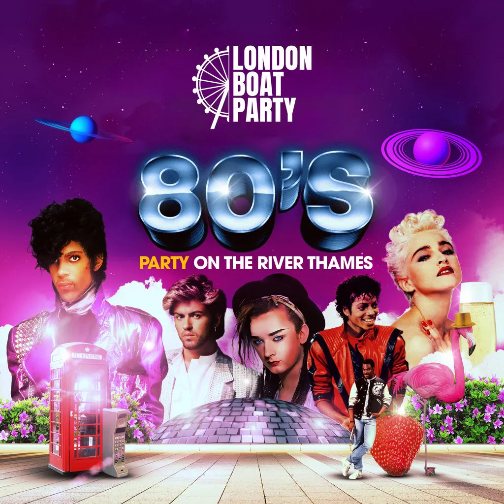 Tickets: 80s London Summer Boat Party 2026! | Temple Pier London Sat 18 ...