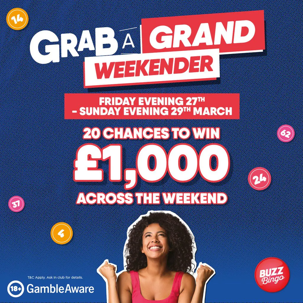 Grab a Grand Weekend 27/3 to 29/3 Eve- Buzz Bingo Middlesbrough | Buzz ...