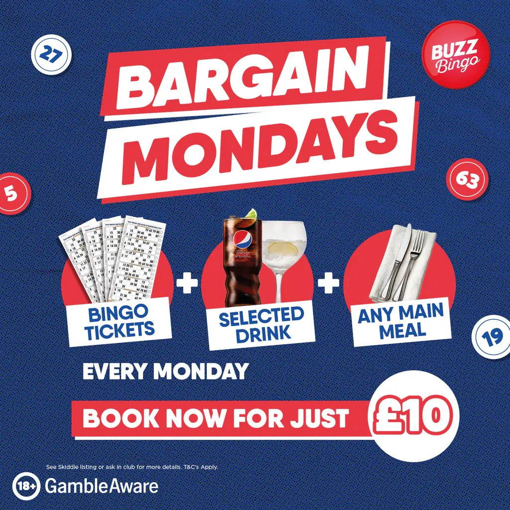 Eat, Drink & Play Bargain Monday 16/03 - Buzz Bingo Stockport | Buzz ...