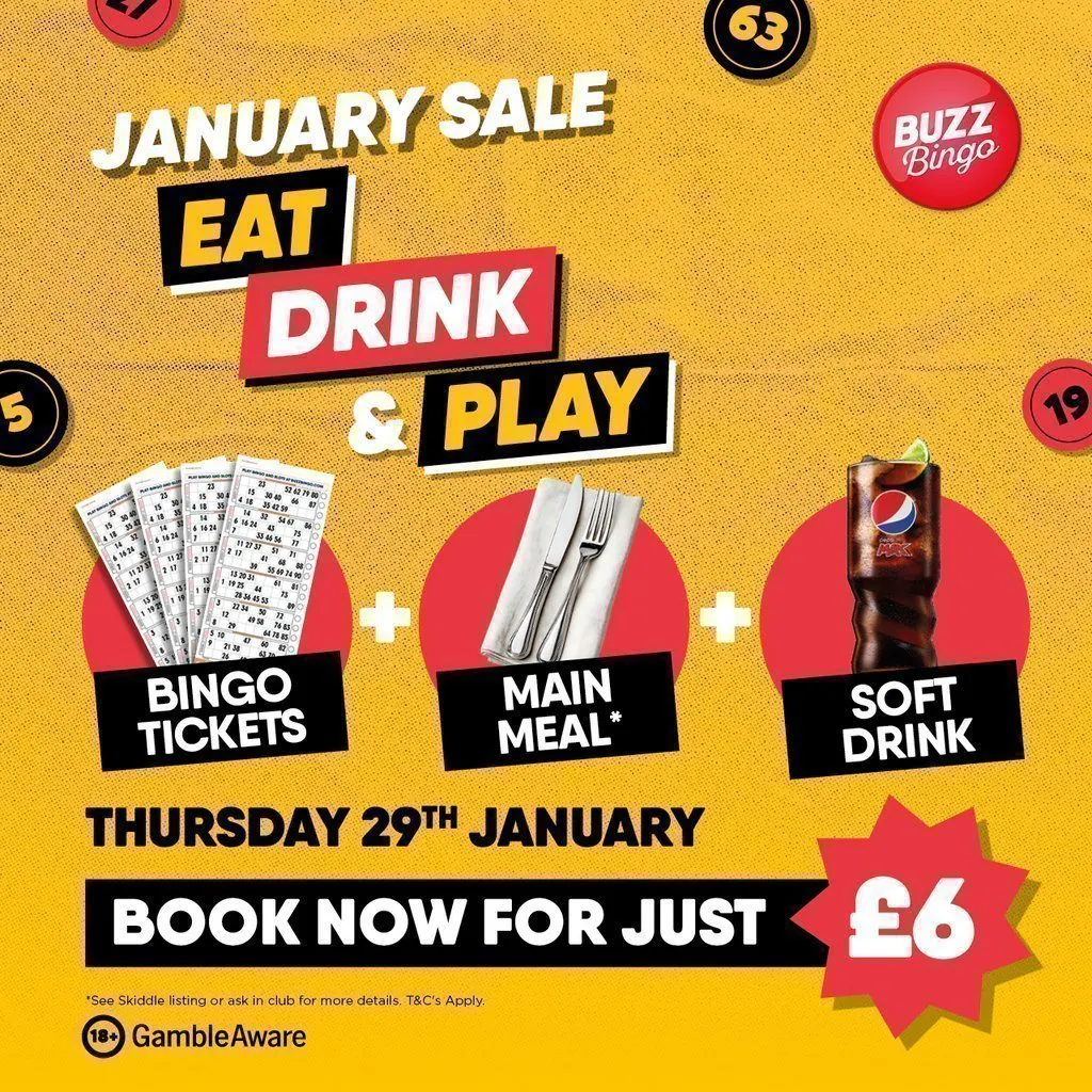 Tickets: Eat, Drink & Play - Buzz Bingo Feltham (29/01/26) | Buzz Bingo ...