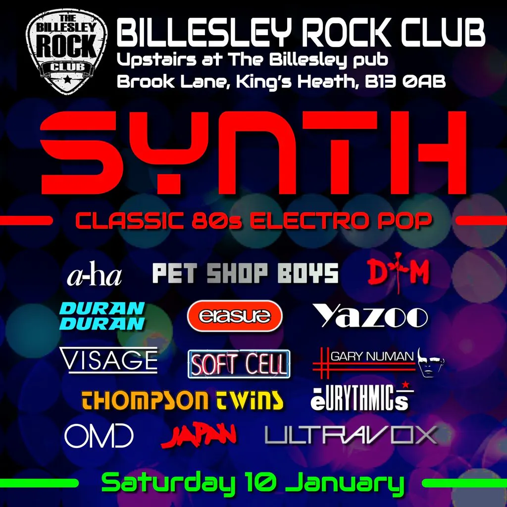 SYNTH Live at Billesley Rock Club! | Billesley Rock Club Birmingham Sat ...
