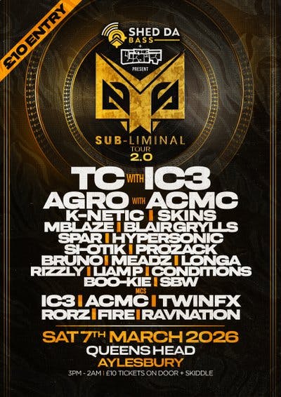 Tickets: Shed Da Bass & The Unit Presents The Sub Liminal Tour 2.0 ...
