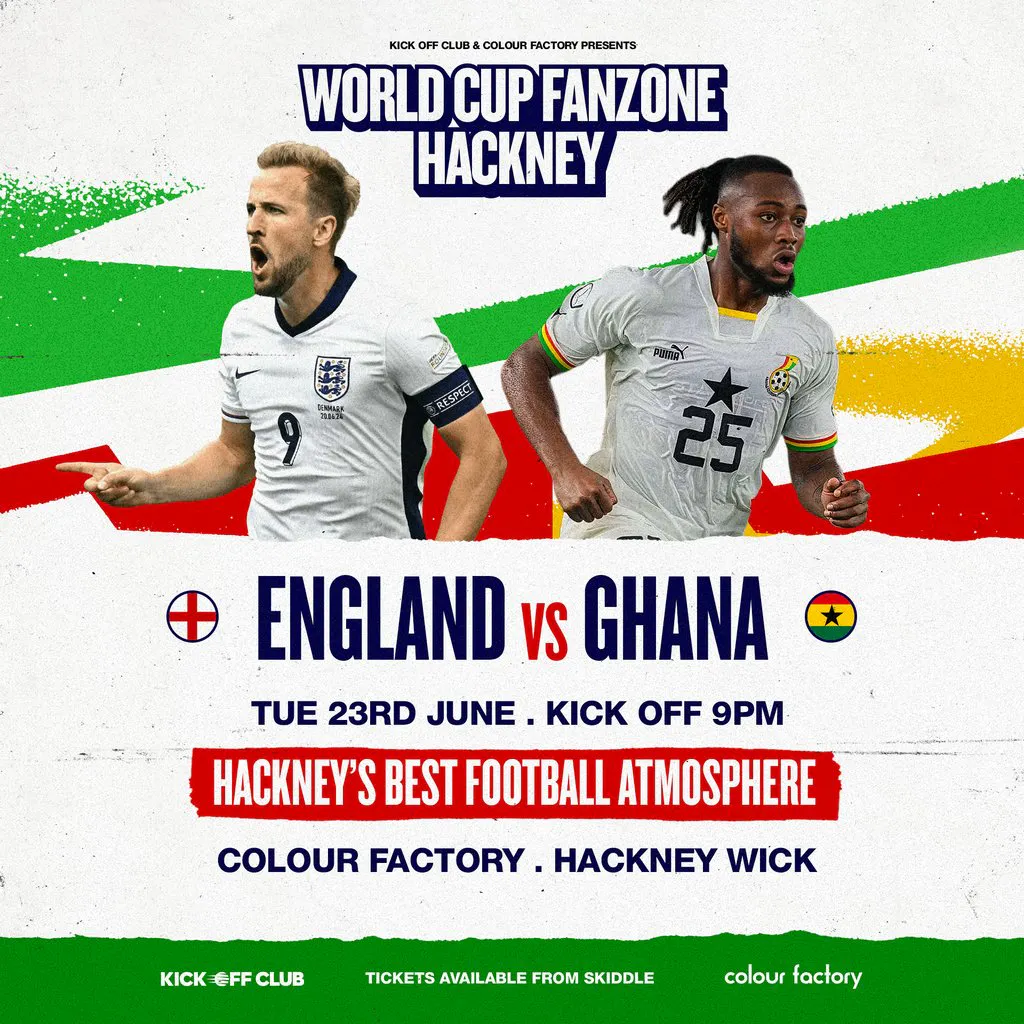 Tickets: Hackney Wick Fanzone: England vs Ghana | Colour Factory London ...