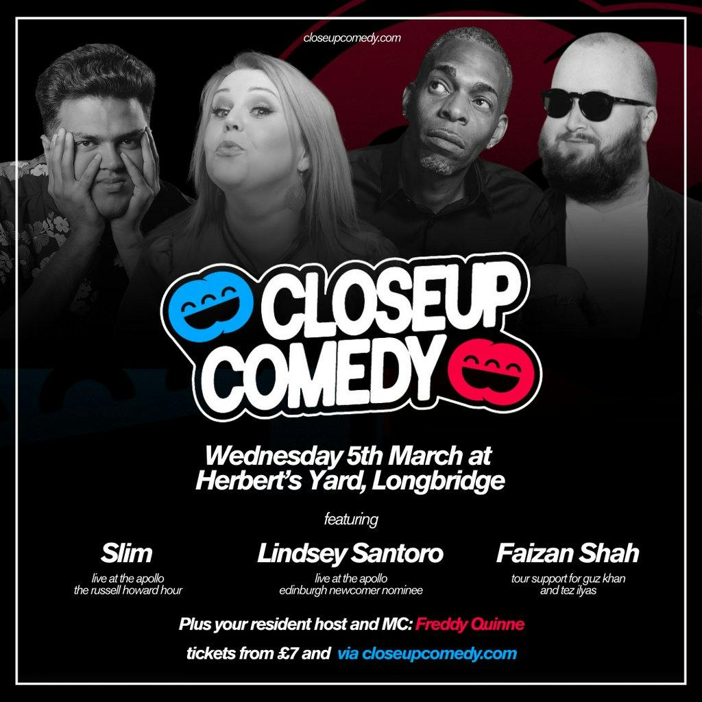 CLOSEUP COMEDY at Herbert's Yard with Slim & Lindsey Santoro | Herberts Yard BIRMINGHAM Wed 05 ...