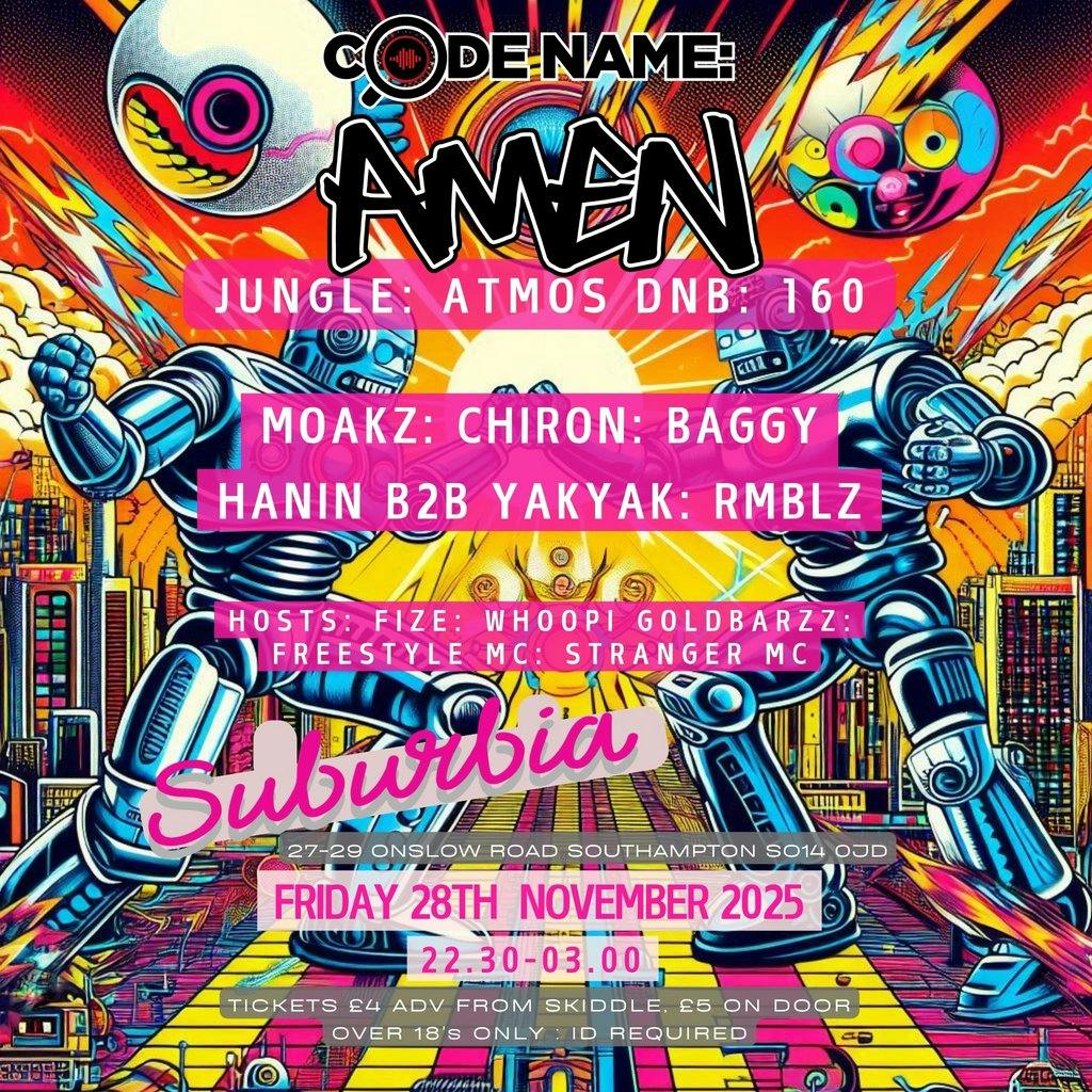 CODE NAME: Amen | Suburbia Southampton Southampton Fri 28 November 2025