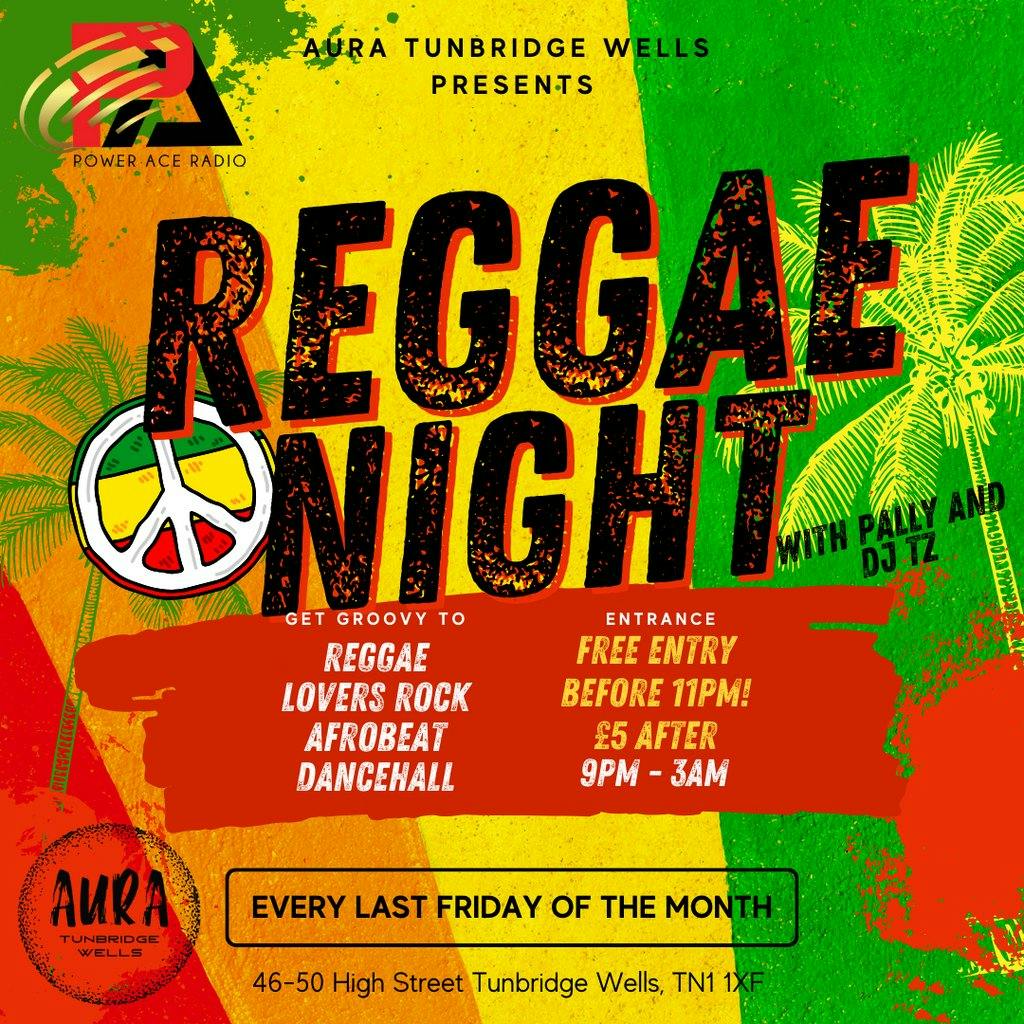 Reggae Night at Aura | Club Aura Tunbridge Wells Tunbridge Wells Fri 27 September 2024