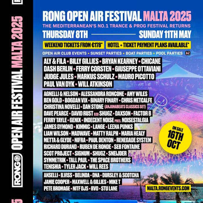 Rong Open Air Festival - Malta 2025 | Tickets & Line Up | Skiddle