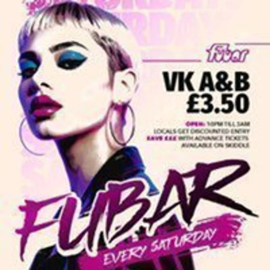 Fubar Saturdays | Fubar Stirling Sat 29 November 2025