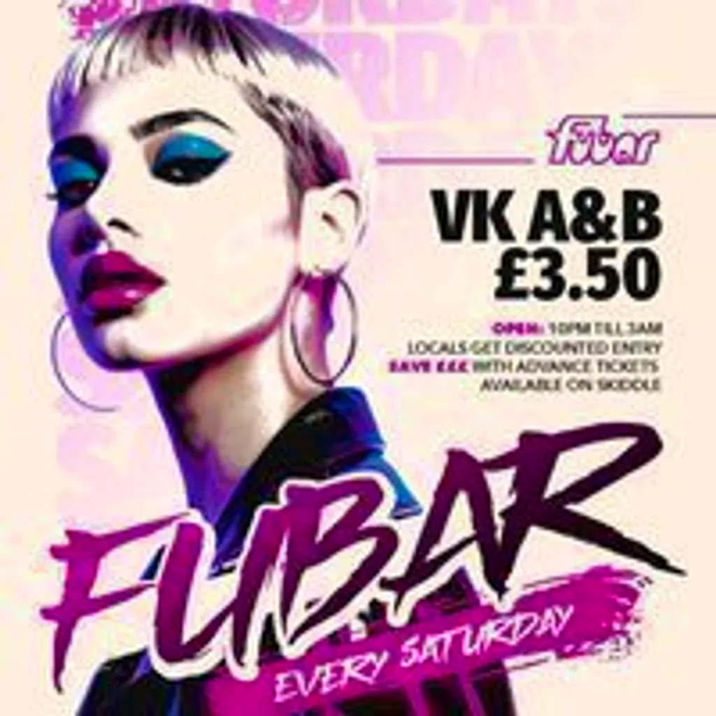 Tickets: Fubar Saturdays | Fubar Stirling Sat 22 November 2025
