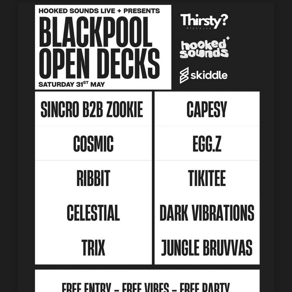 Hooked Sounds Live+ presents BLACKPOOL OPEN DECKS | Thirsty Alehouse Blackpool Sat 31 May 2025
