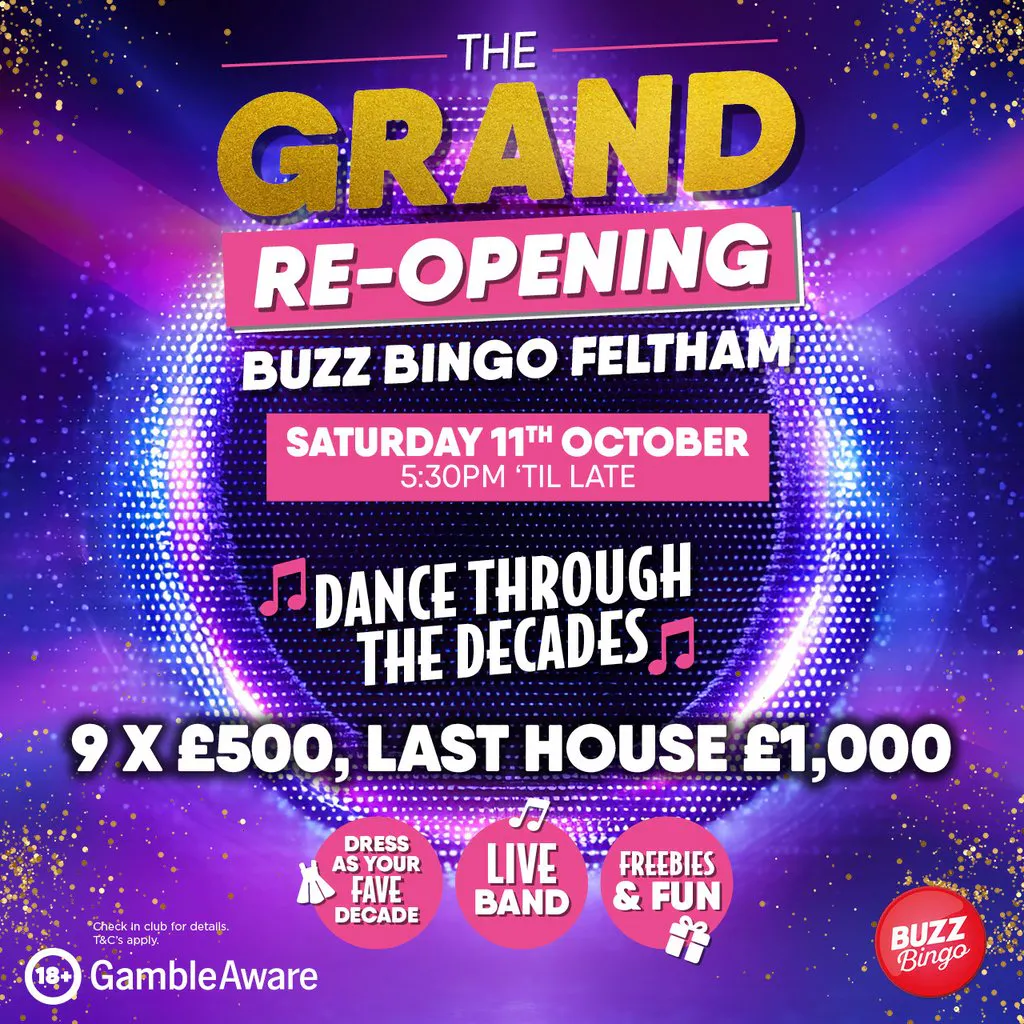 Buzz Bingo Feltham Re-Opening Party | Buzz Bingo Feltham Feltham Sat 18 ...
