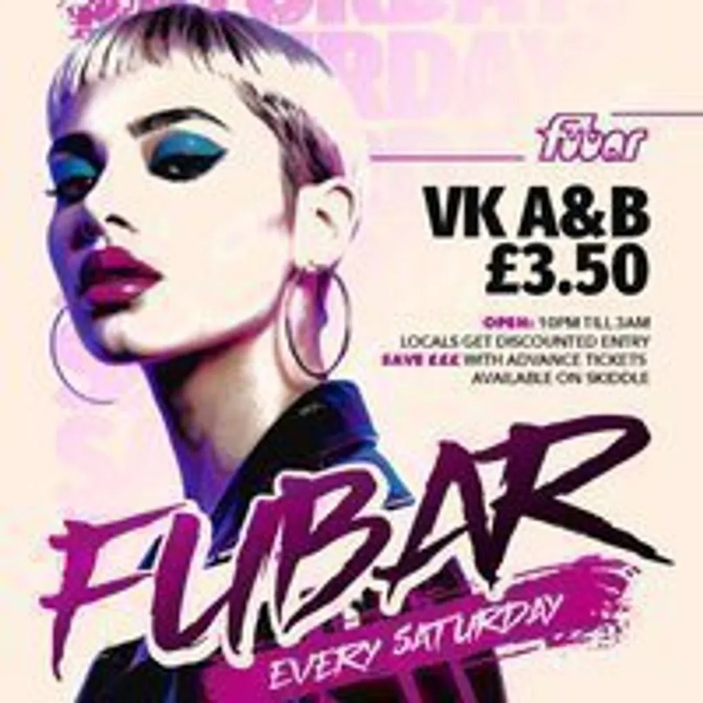 Tickets: Fubar Saturdays | Fubar Stirling Sat 15 November 2025