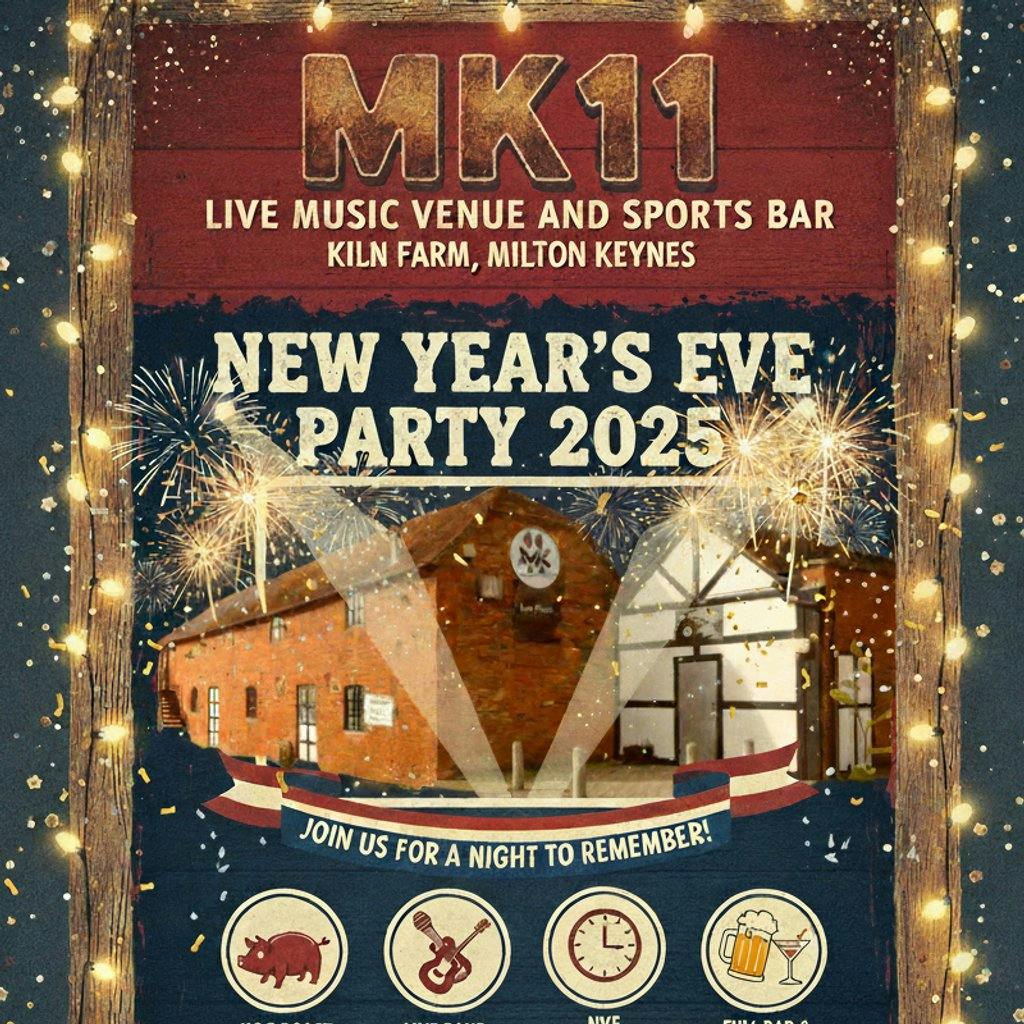 MK11's New Years Eve Party 2025 | MK11 LIVE MUSIC VENUE Milton Keynes Wed 31 December 2025 NYE