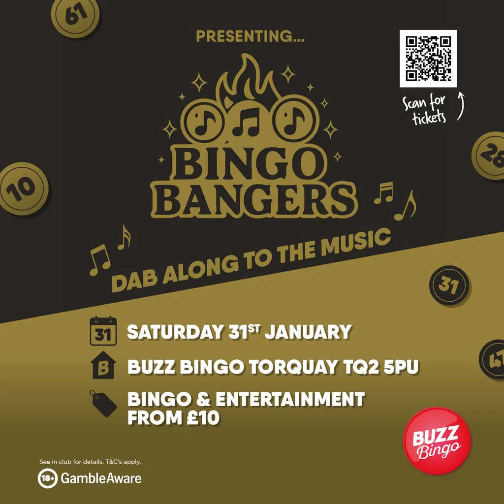 Buzz Bingo Torquay Presents Bingo Bangers 31/01/26 | Buzz Bingo Torquay ...