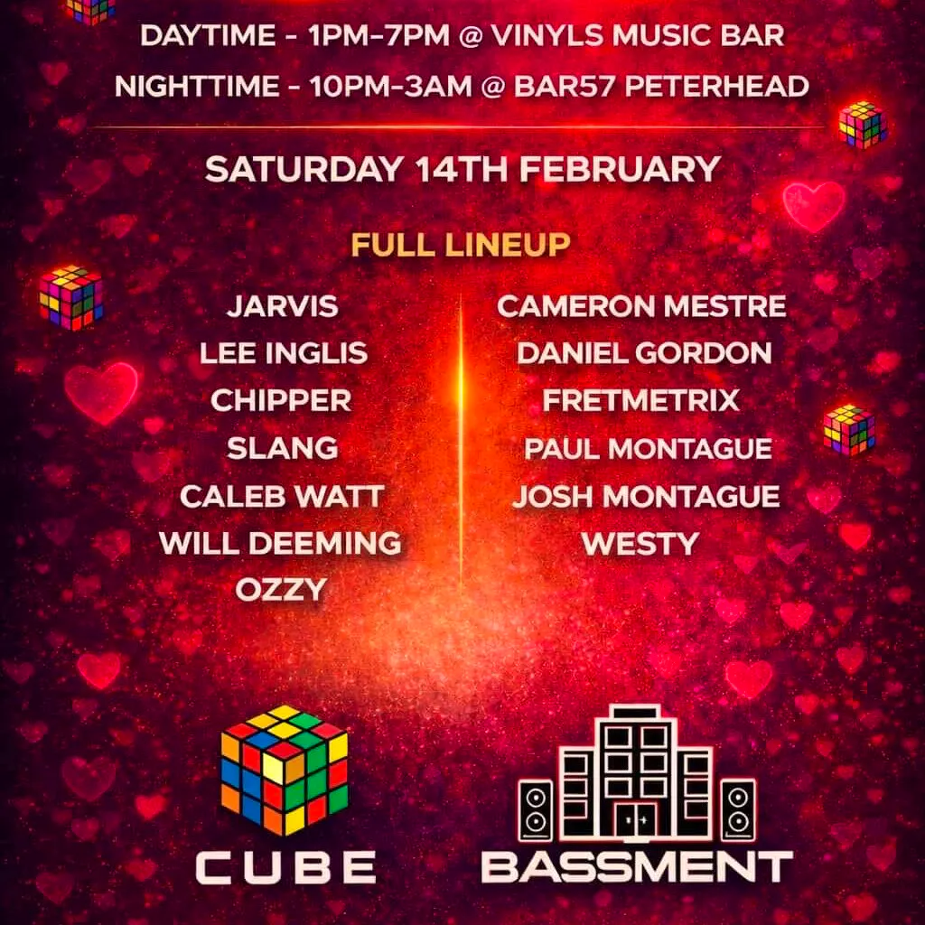 Bassment X Cube Presents: Valentines Dance | VINYL DUNDEE Dundee Sat 14 ...