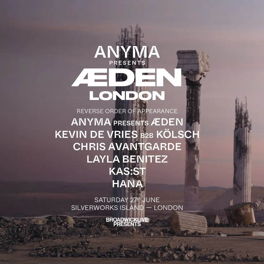 Tickets: Anyma presents ÆDEN | Silverworks Island London Sat 27 June 2026