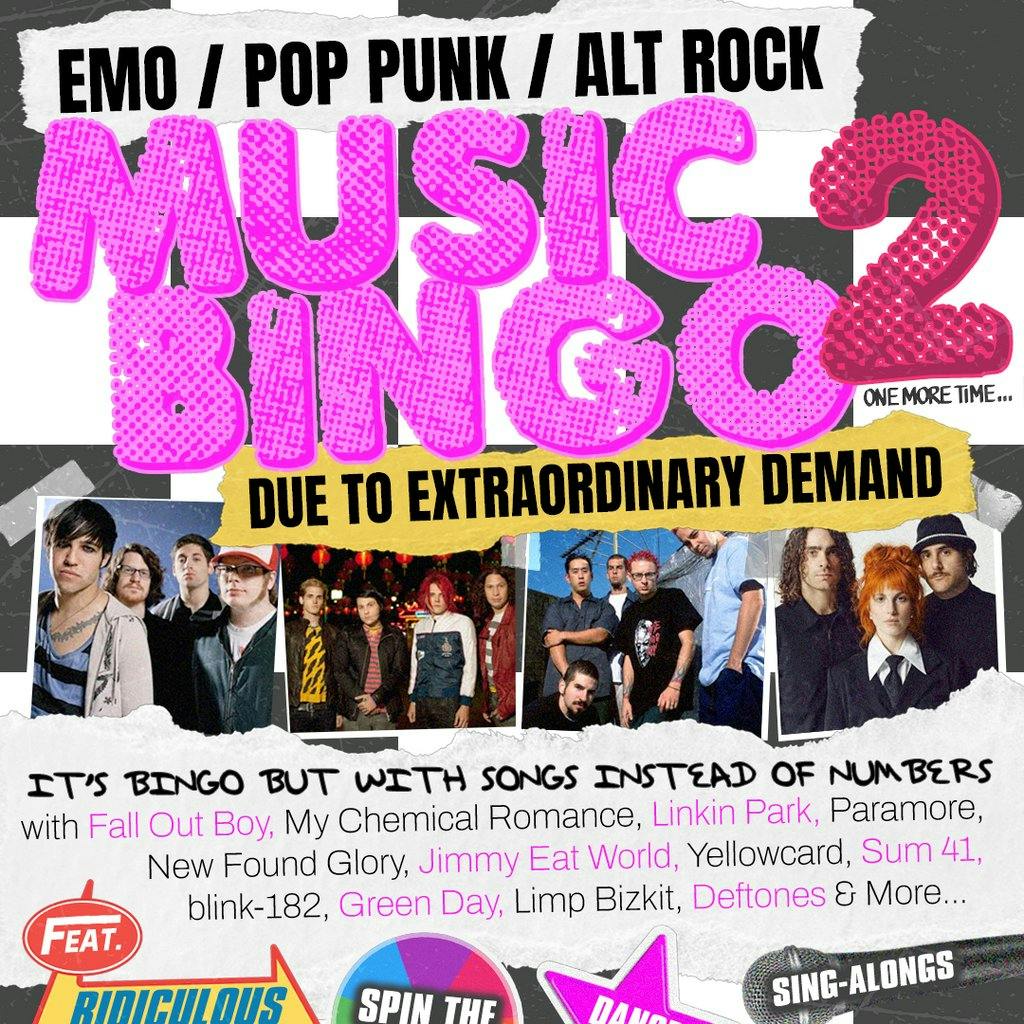 Pop Punk & Emo Music Bingo 2 : One More Time... | PLAY Middlesbrough ...