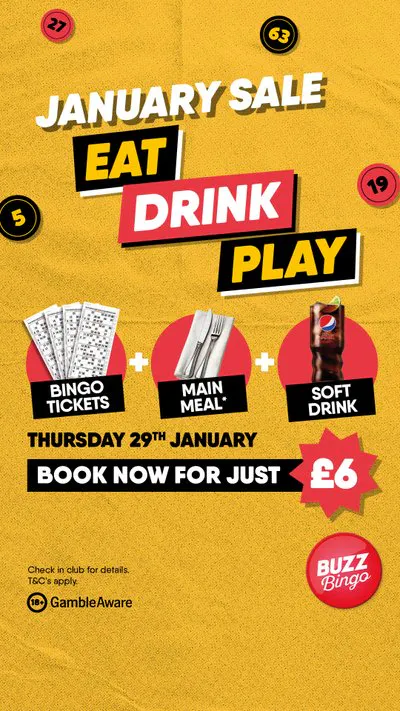 Tickets: Eat, Drink & Play - Buzz Bingo Doncaster (29/01/26) | Buzz ...