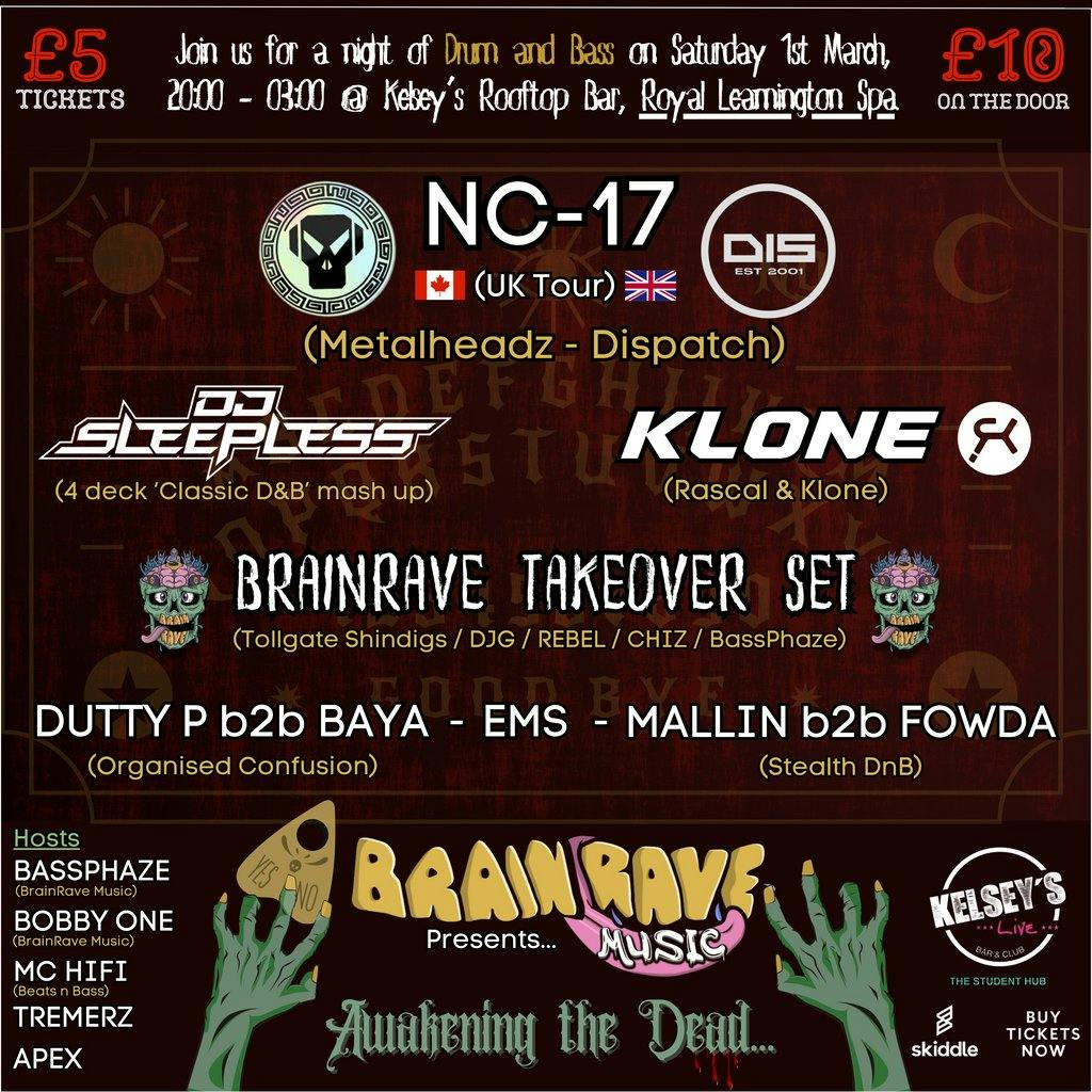 BrainRave Music Presents... | Kelsey's Leamington Spa Sat 01 March 2025