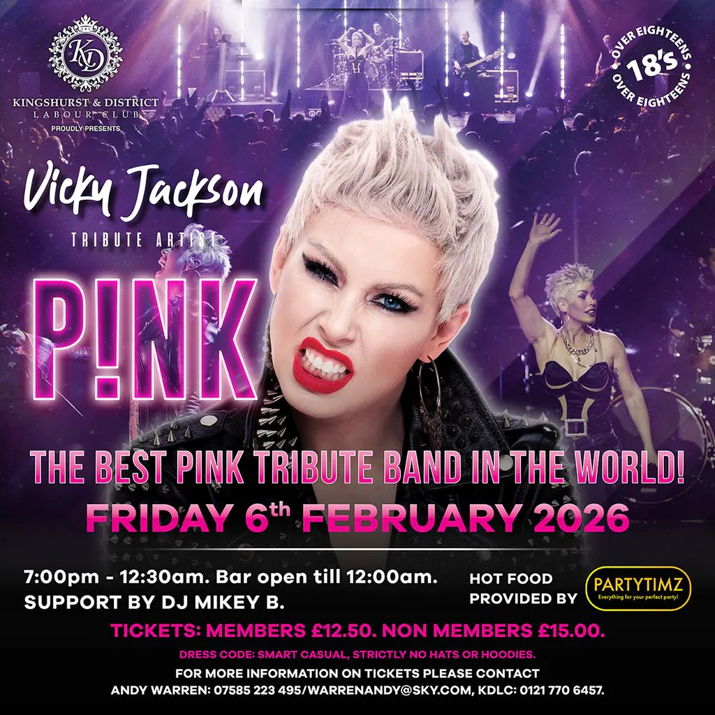 Vicky Jackson as PINK | Kingshurst Labour Club Birmingham Fri 06 ...