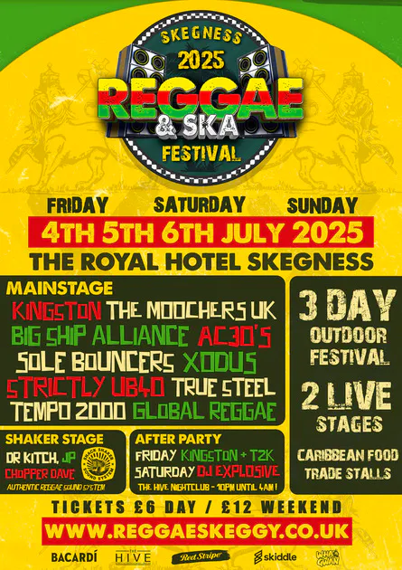The Skegness Reggae & Ska Festival 2025 | Tickets & Line Up | Skiddle